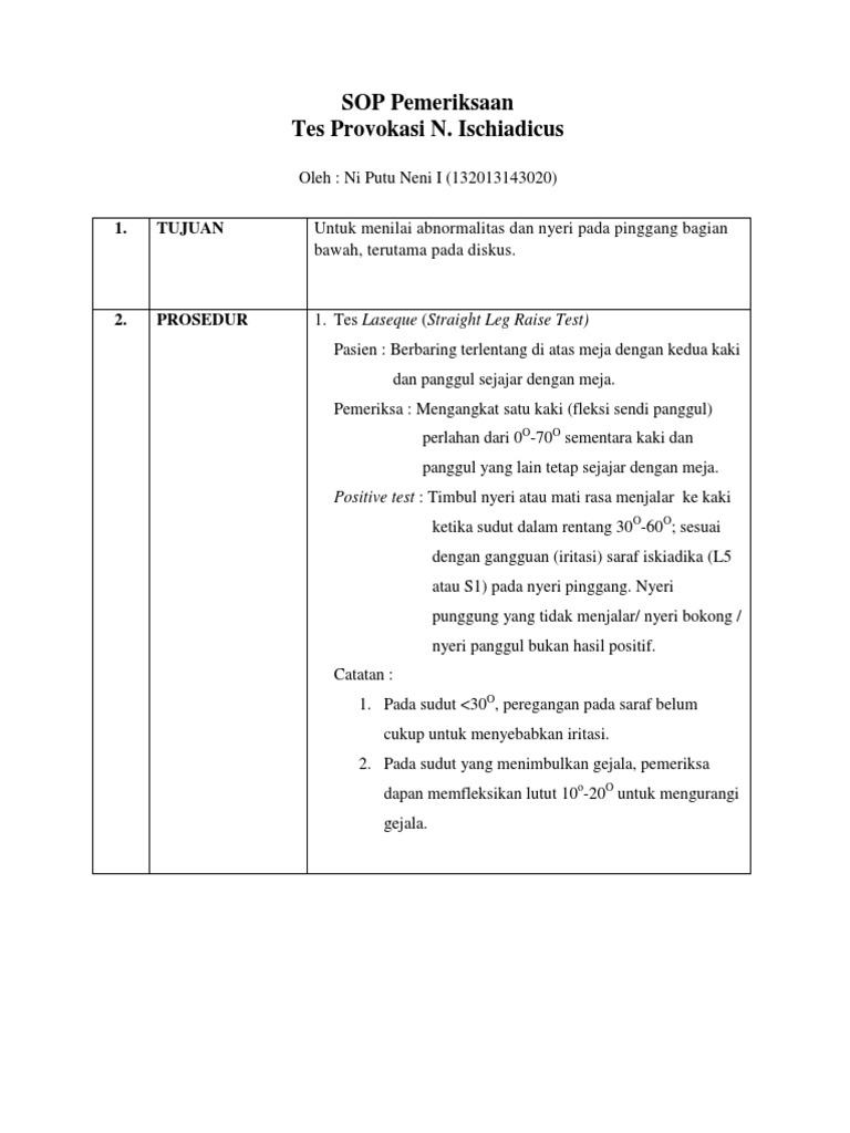 Ni Putu Neni I-132013143020-SOP Pemeriksaan Fisik HNP-Kel 4-Minggu 6 | PDF