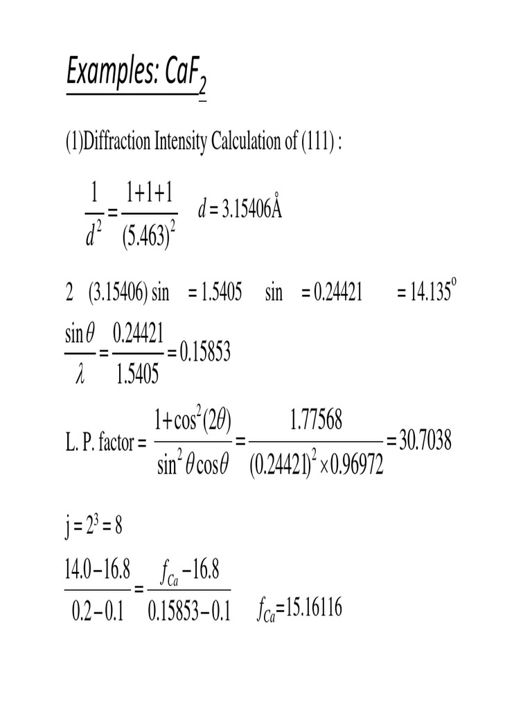 X-Ray Diffraction of CaF2 Calculation | PDF | Physical Phenomena ...