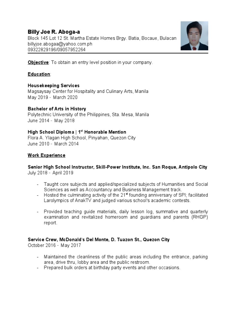 Curriculum Vitae Sample | PDF | Manila