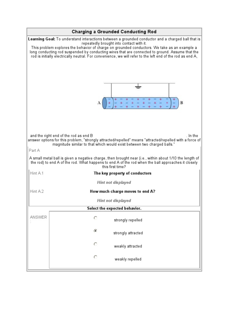 Charging A Grounded Conducting Rod | PDF | Electric Charge | Electrical ...
