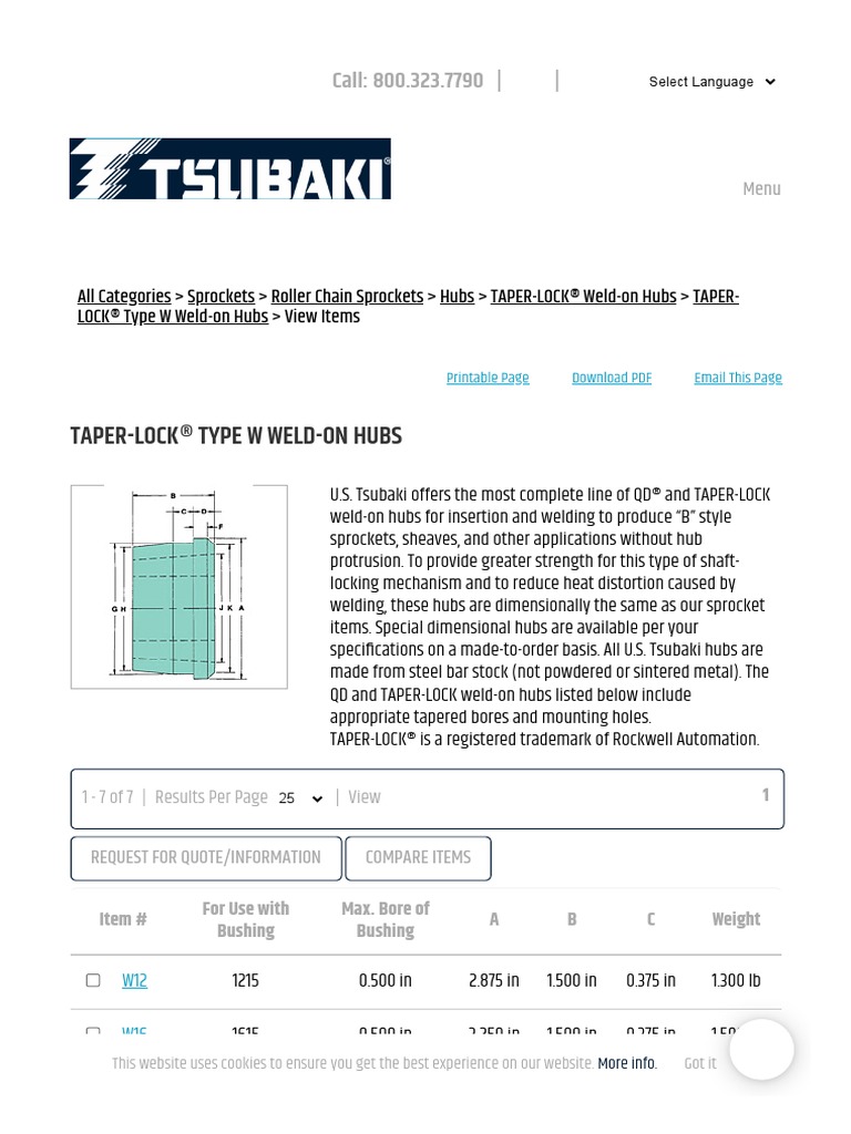TAPER-LOCK® Type W Weld-On Hubs On U.S. Tsubaki Inc | PDF | Business