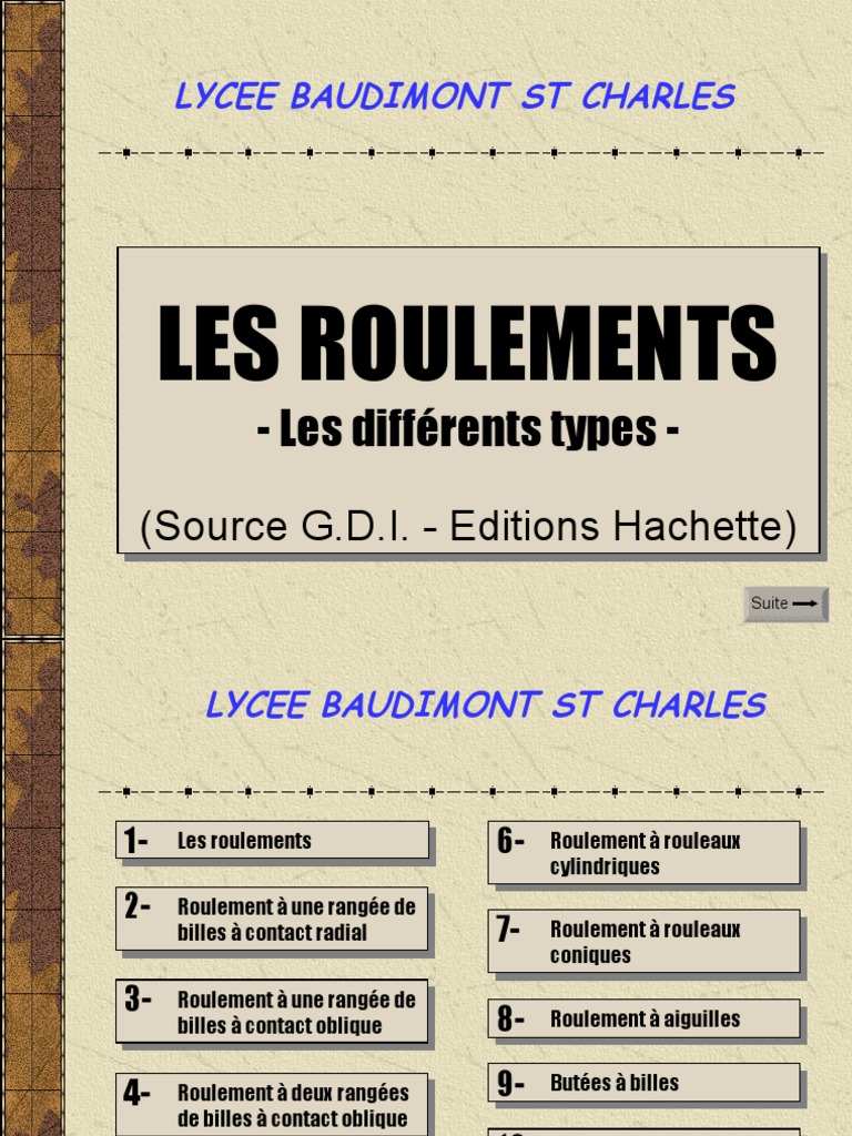 Cours Des Roulements | PDF | Palier (mécanique) | Physique appliquée et interdisciplinaire