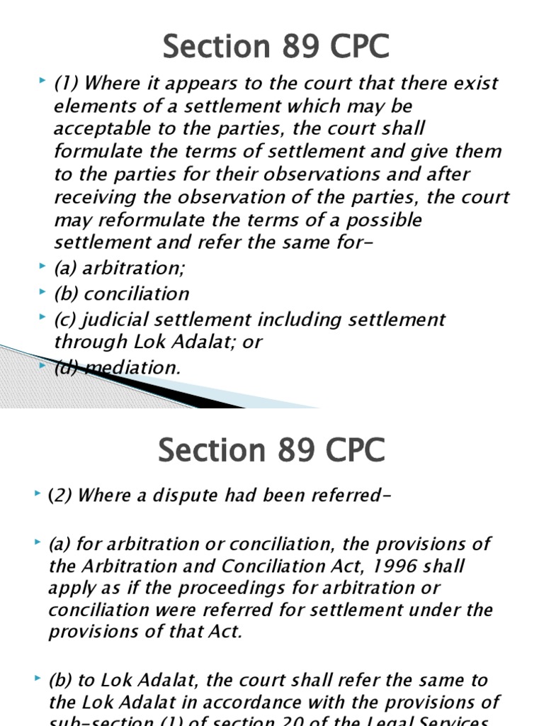 Section 89 CPC | PDF | Arbitration | Mediation