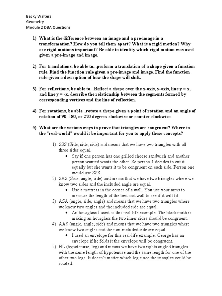 Geometry Transformations and Congruence | PDF | Shape | Triangle
