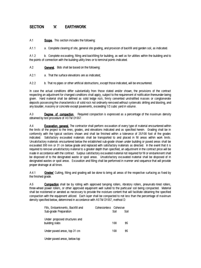 EARTHWORK Specification | PDF | Horticulture And Gardening | Economic ...