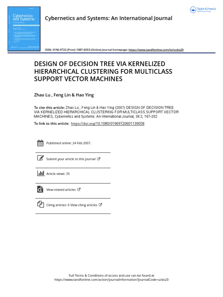 2007 Zhao Lu Design Of Decision Tree Via Kernelized Hierarchical Clustering For Multiclass