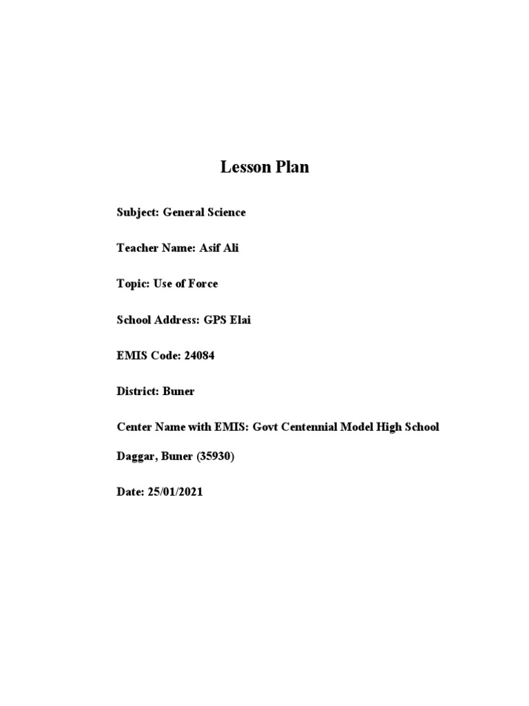 Lesson Plan General Science | PDF