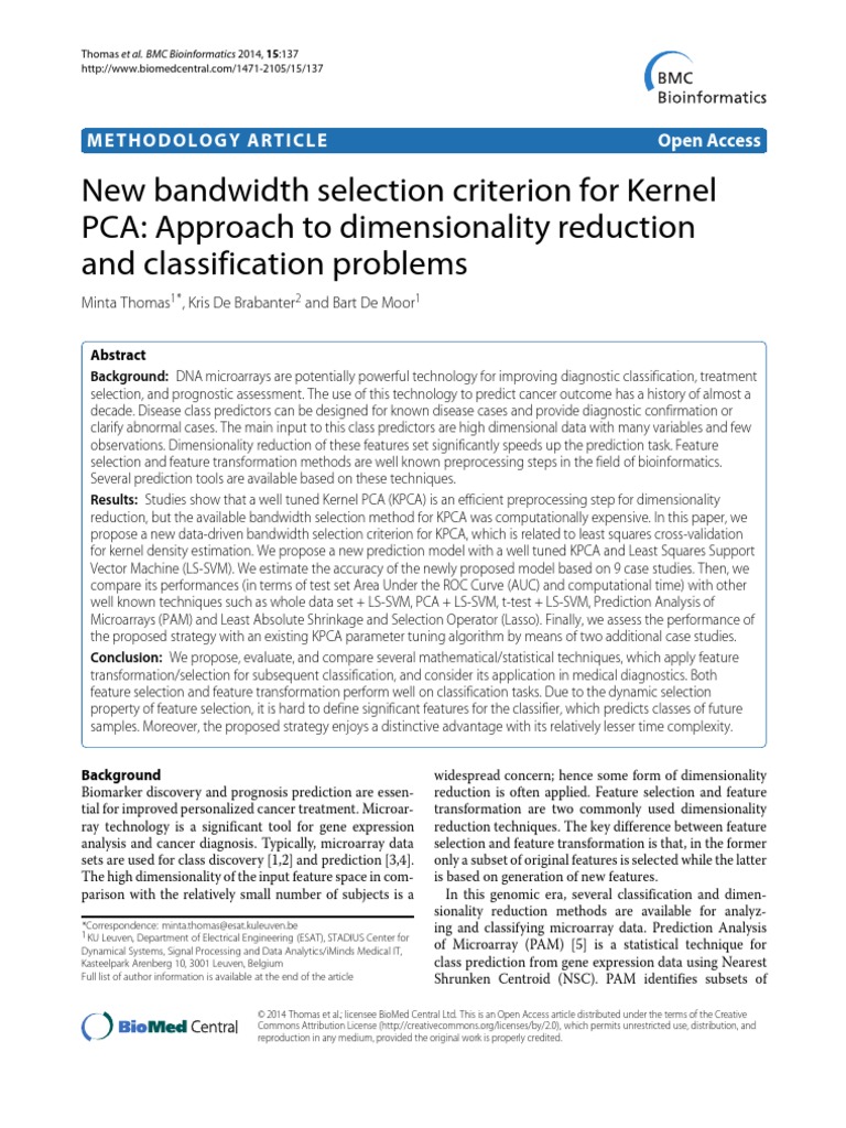 New Bandwidth Selection Criterion For Kernel PCA Approach To Dimensionality Reduction and ...