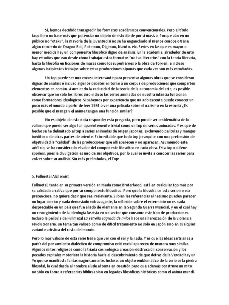 Top 5 Mejores Series Filosoficas de Anime | PDF | Anime | Teoría