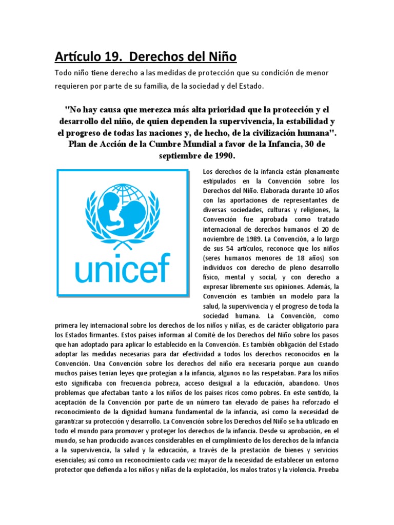 Articulo 19 | PDF | Derechos de los niños | Convenio europeo de ...