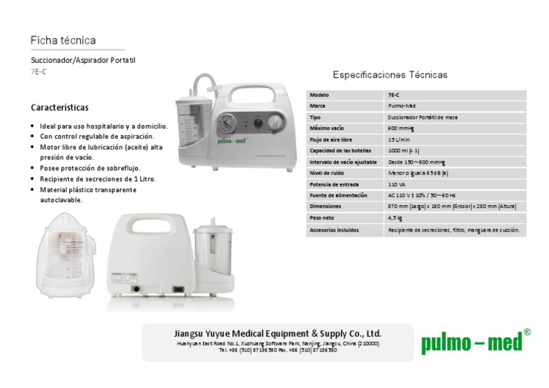 Ficha Técnica Succionador 7E C Pulmo Med | PDF | Naturaleza | Science