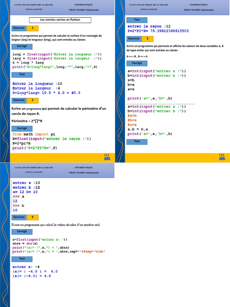 Les Entrees-Sorties-2page | PDF