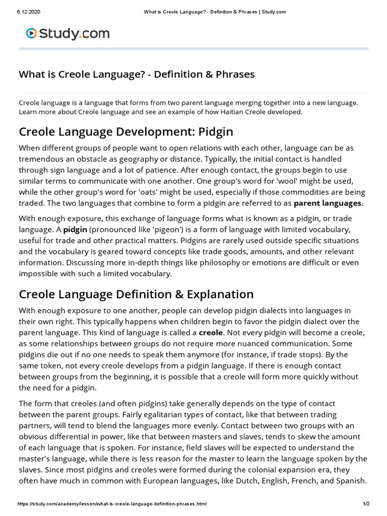 Understanding Creole Languages | PDF | French Language | Sociolinguistics