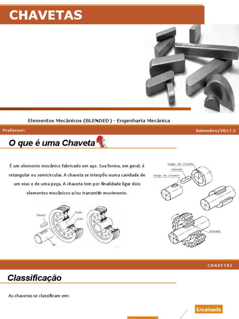 Chavetas Apresentação | PDF | Máquinas | Engenharia Mecânica