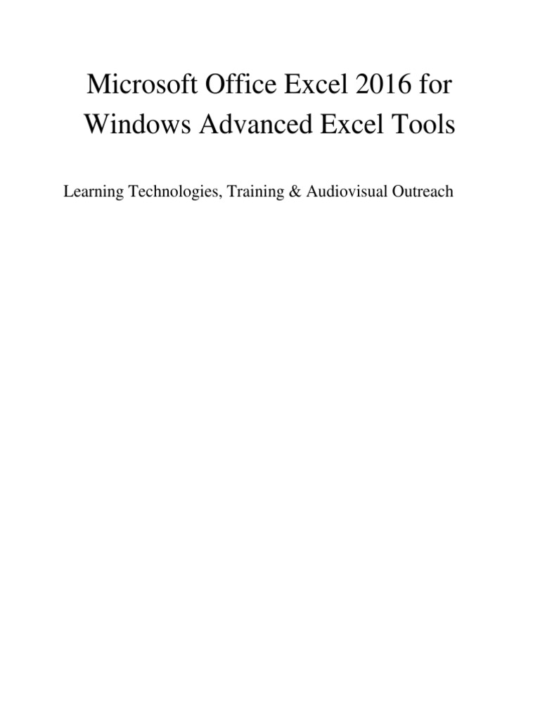 0466 Excel 2016 Advanced Excel Tools | PDF | Microsoft Excel | Spreadsheet