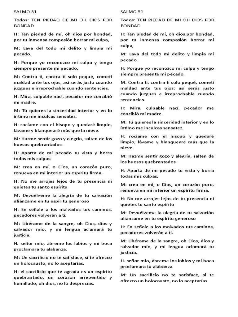 Salmo 51 | PDF | Pecado | Religiones religiosas
