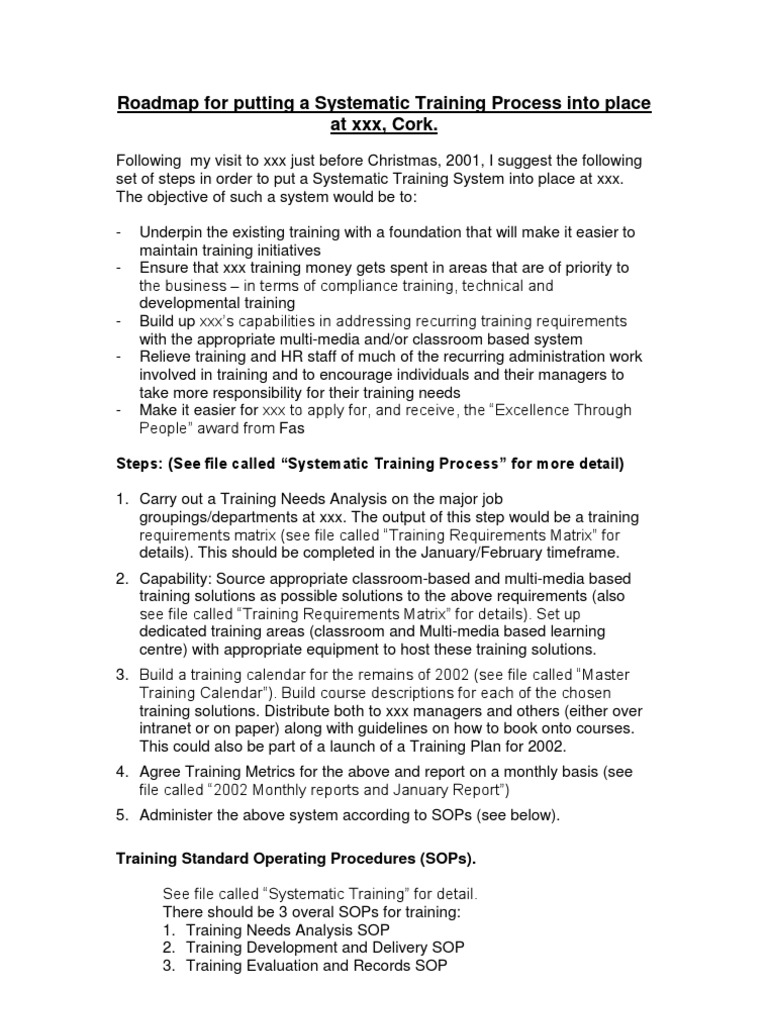 Systematic Training Process Roadmap | PDF | Behavior Modification ...