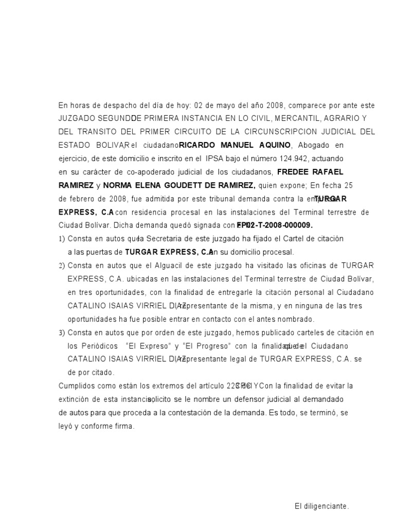Solicitud De Nombramiento De Defensor Publico Pdf