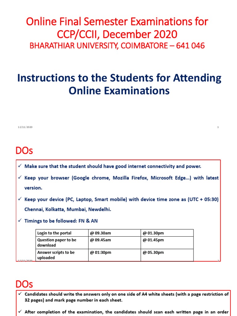 Guidelines From Bharathiar University - 11 Dec 2020 | PDF | Button ...