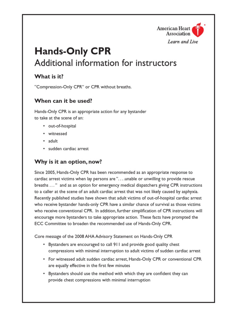 Hands-Only CPR: Additional Information For Instructors | PDF ...