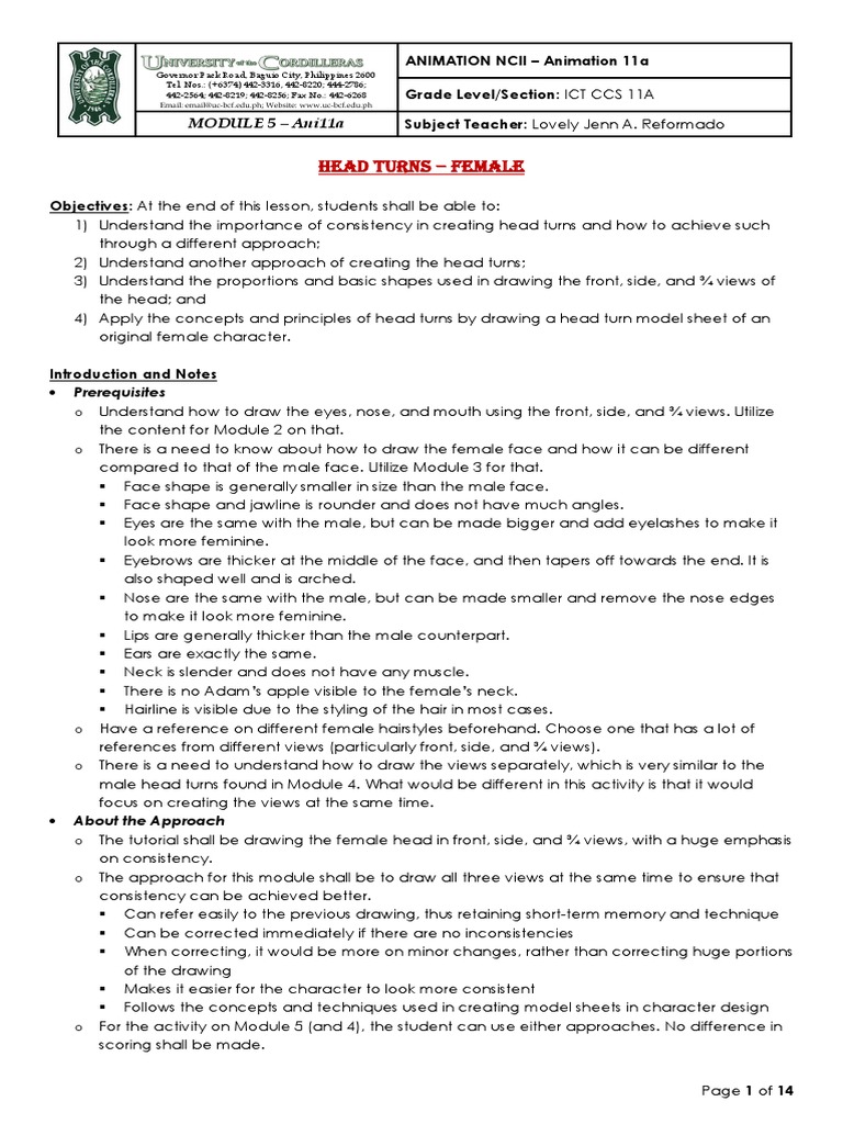 Module 5 - Head Turns - Female | PDF