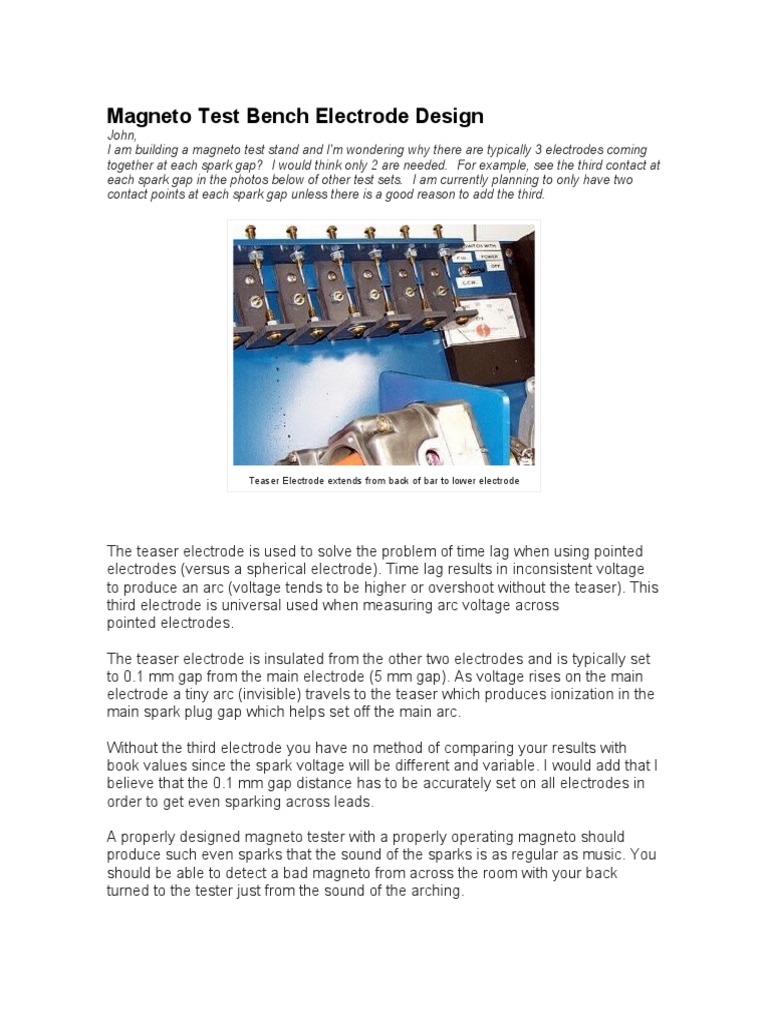 Magneto Test Bench Electrode Insights | PDF
