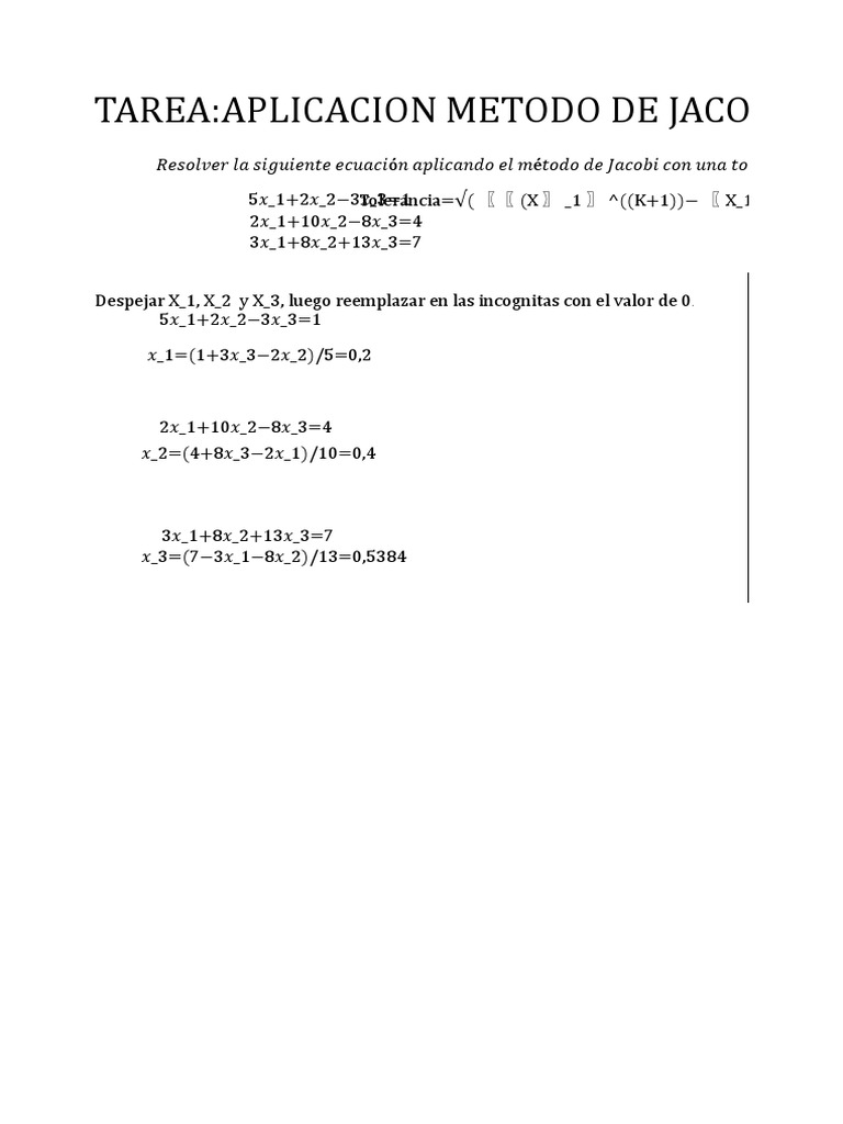 Tarea Sobre Método de Jacobi | PDF