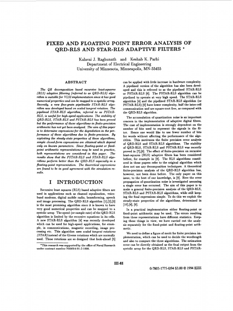 Fixed and Floating Point Error Analysis of | PDF | Rounding | Algorithms