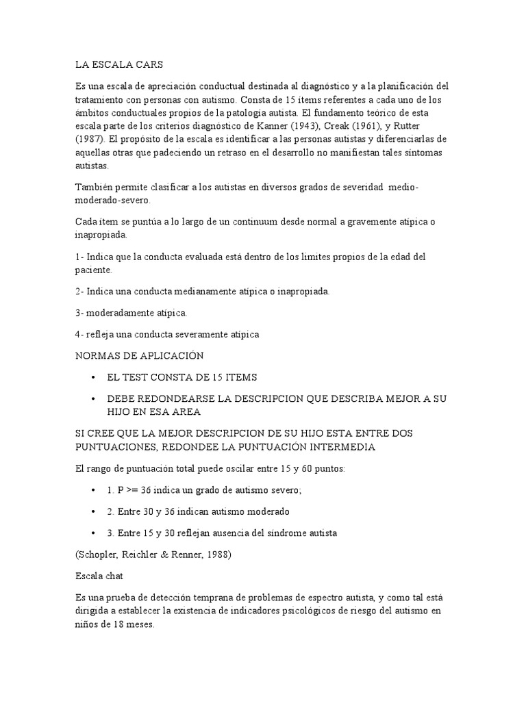 La Escala Cars | PDF | Espectro autista | Síndrome de Asperger