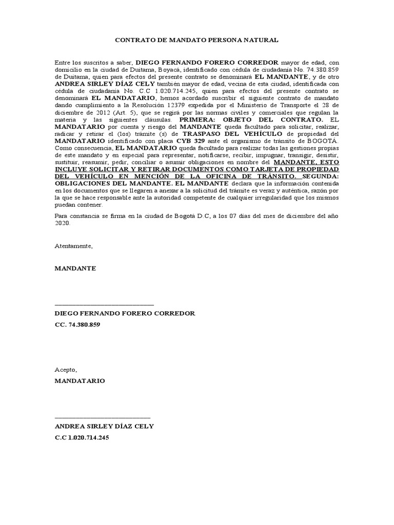 Contrato de Mandato | PDF