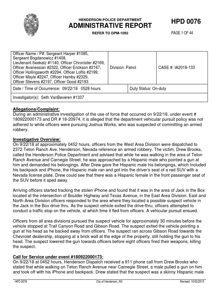 Police Chase Results Investigation | PDF | Gun | Police Car