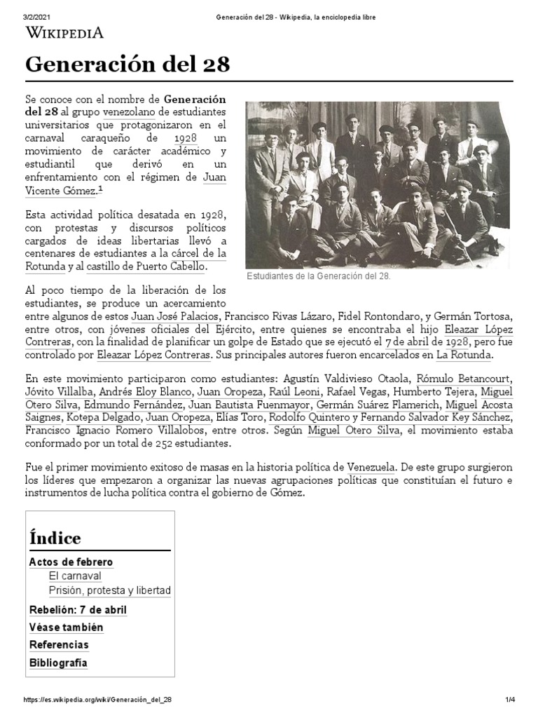Que Es La Generacion 1928 | PDF | Venezuela | Gobierno