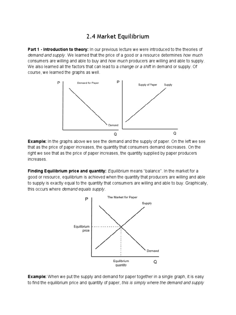 Understanding Market Equilibrium Dynamics | PDF | Supply (Economics ...