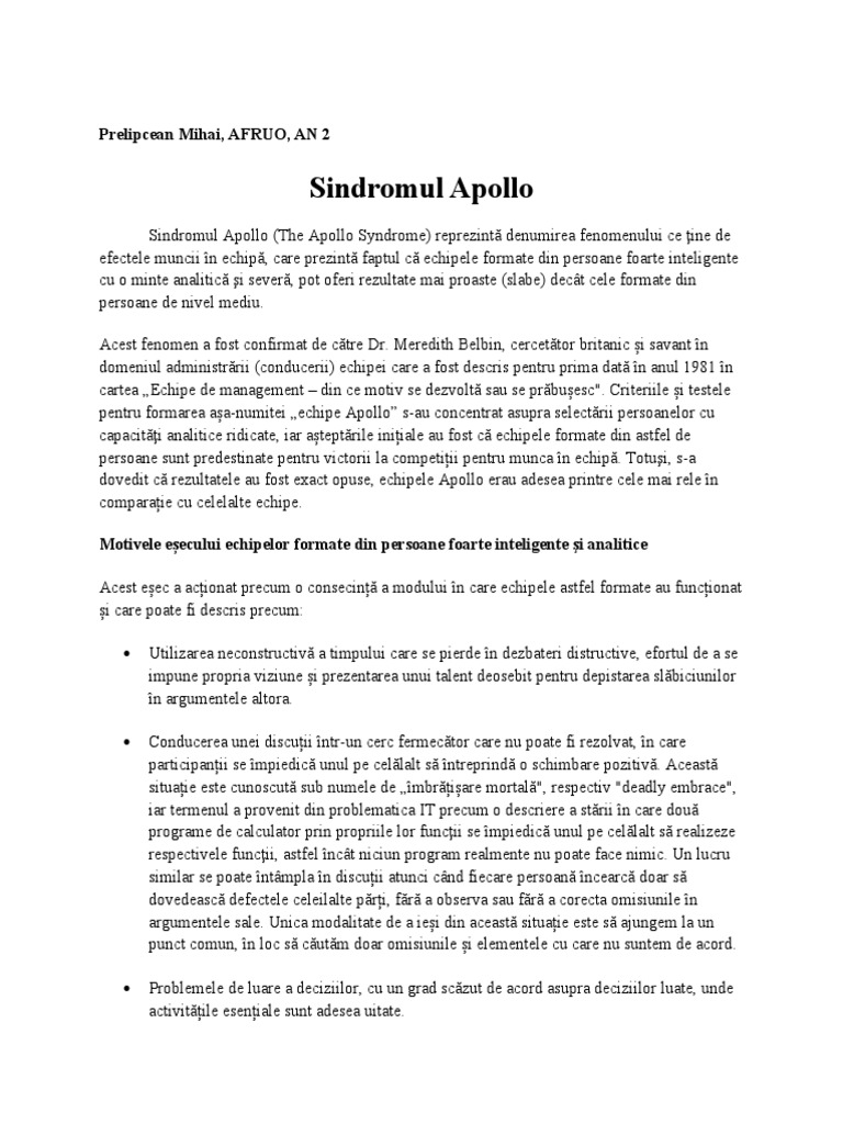 Sindromul Apollo | PDF