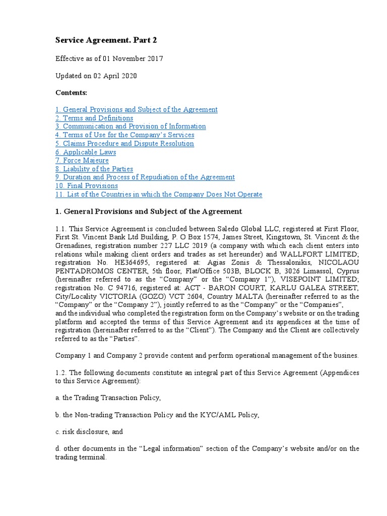 Service Agreement Part 2 | PDF | Futures Contract | Order (Exchange)