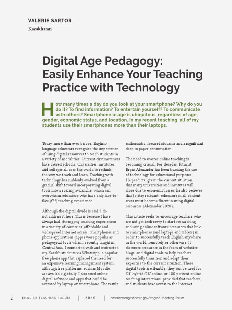 Digital Age Pedagogy | PDF | Educational Technology | Pedagogy