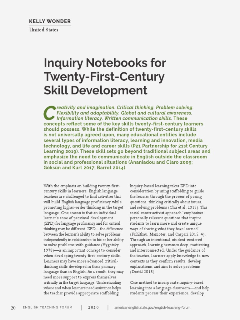 Inquiry Notebook For 21st Century Skills Development | PDF | Inquiry Based Learning | Reading ...