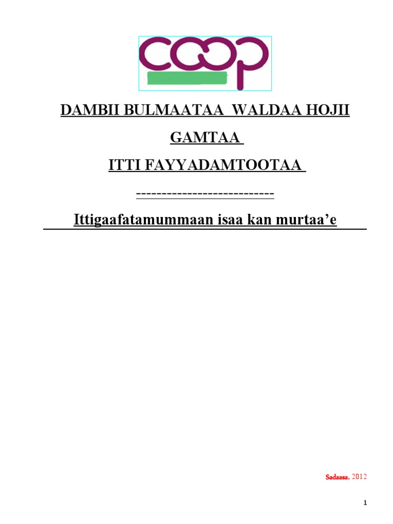 Moodee Dambii Bulmaata WHG ITTI Fayyadamtoota 985, 2009 | PDF