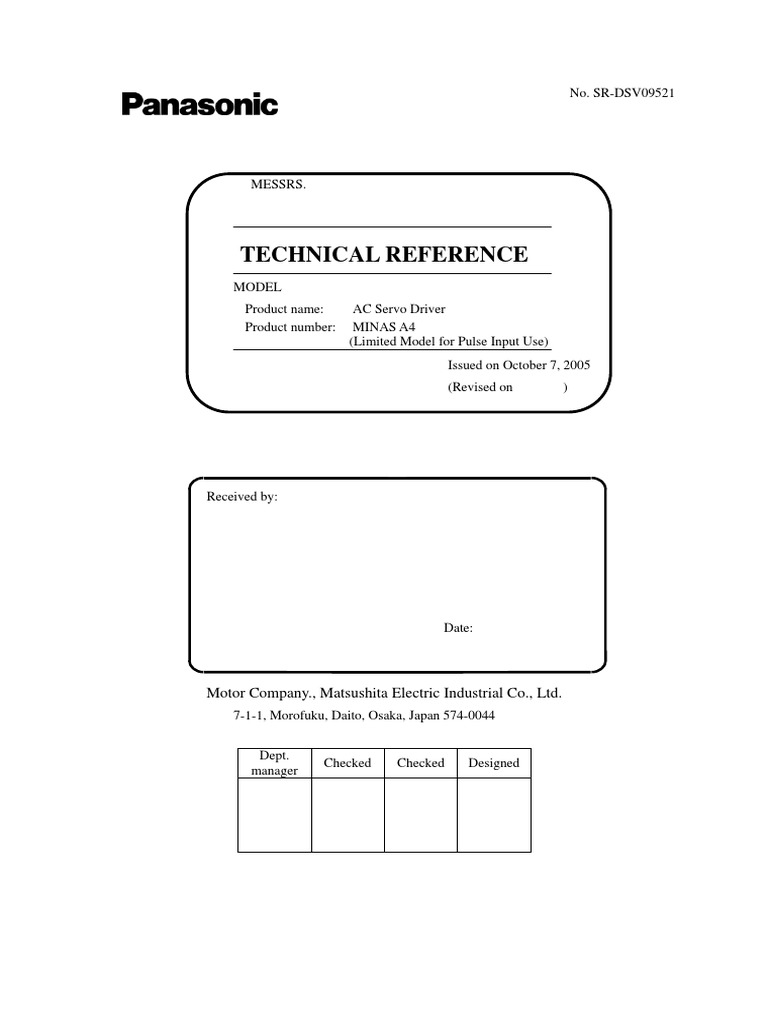 Panasonic AC Servo Driver Technical Reference | PDF | Power Supply ...