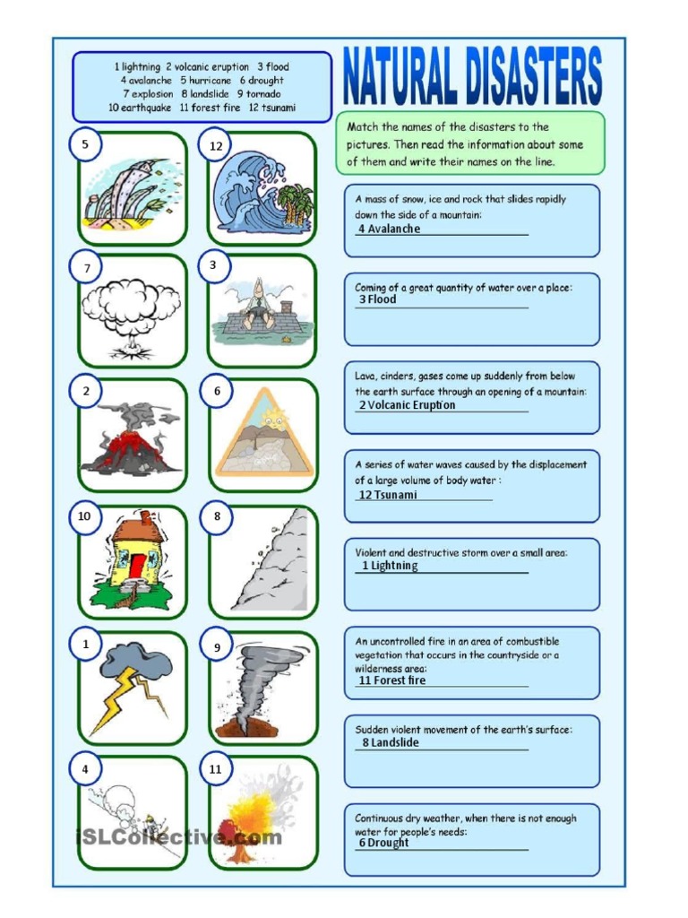 Tipos de Desastres Naturales en Inglés | PDF