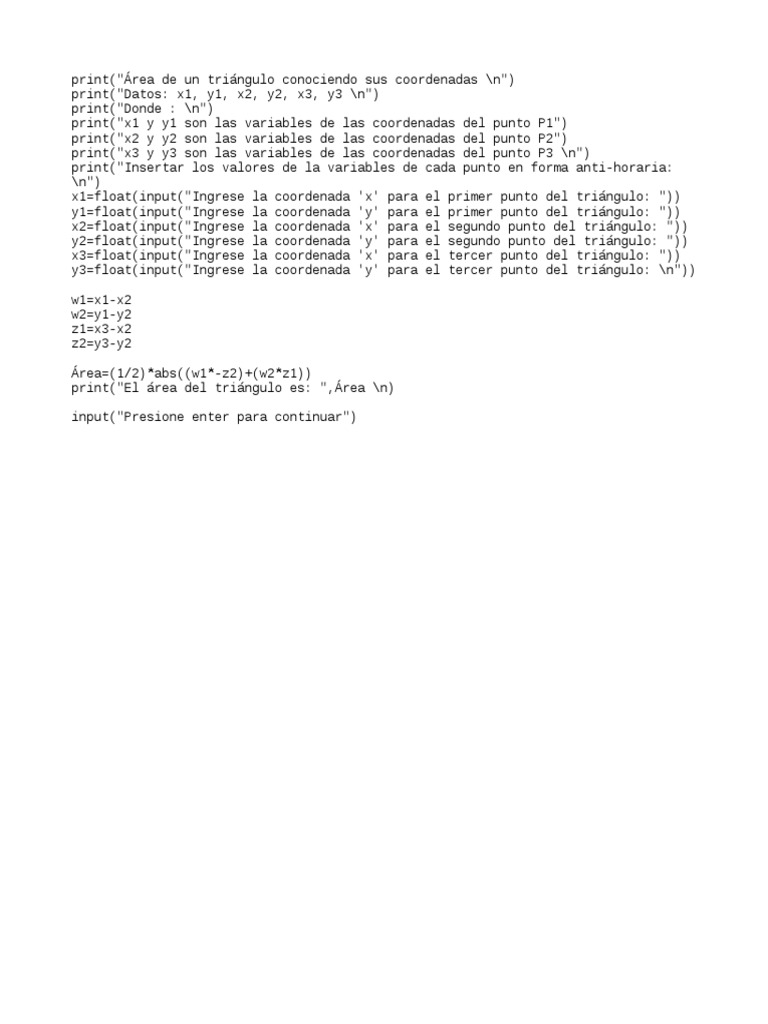 Area Por Coordenadas Python | PDF