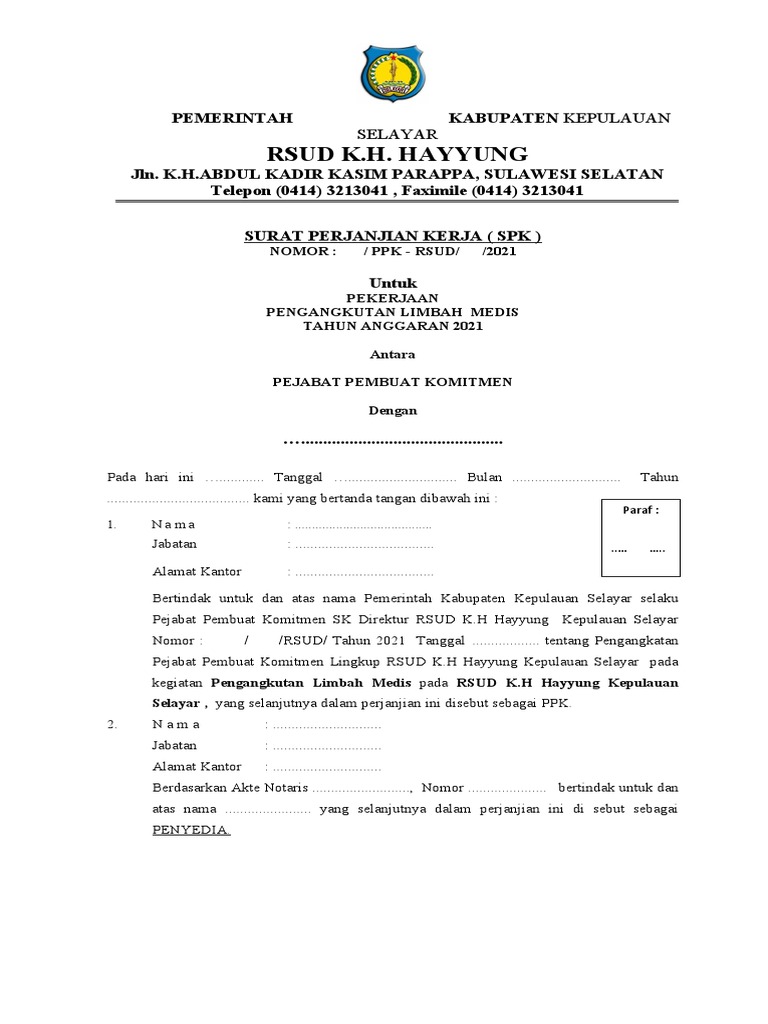 SPK Pengangkutan Limbah Medis 2021 | PDF | Pengelolaan Keuangan & Uang ...