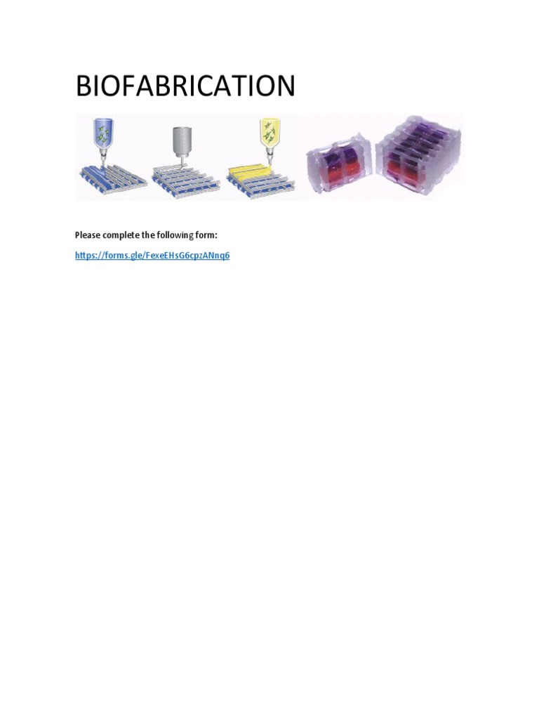 Biofabrication: Please Complete The Following Form | PDF | Social ...