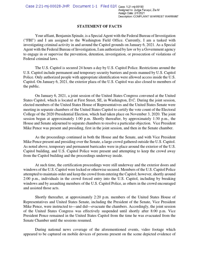 Affidavit Outlining Kyle Fitzsimons' Alleged Role in Jan. 6 Riot at ...