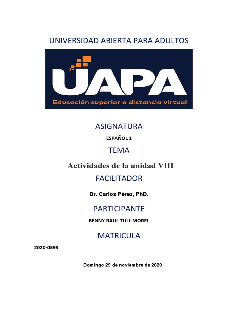 Actividades de La Unidad VIII | PDF