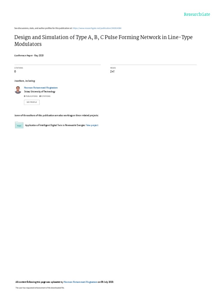 Design and Simulation of Type A, B, C Pulse Forming Network in Line ...