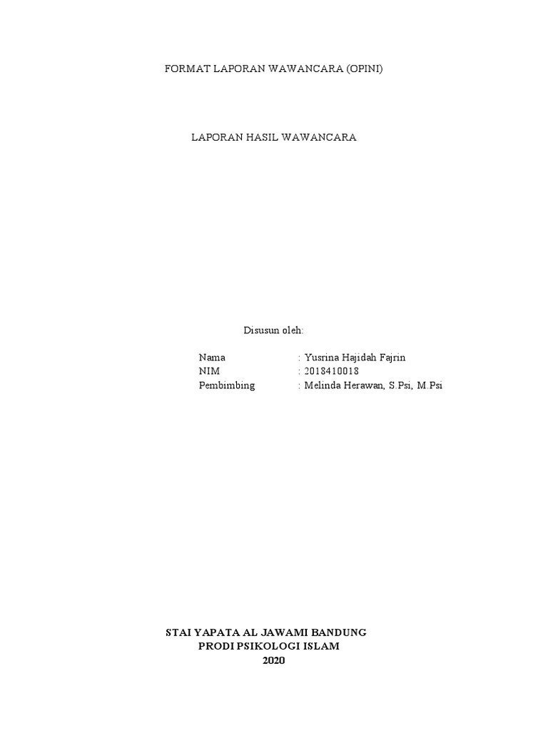 Format Laporan Wawancara | PDF