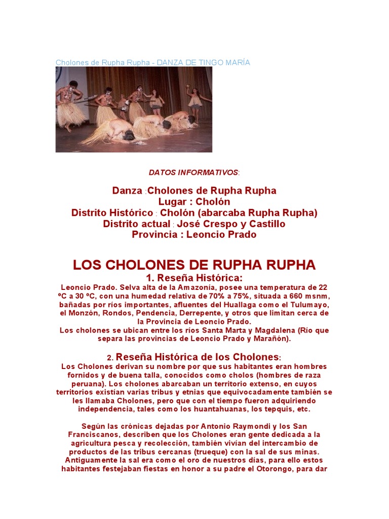 Danza Cholones de Rupha Rupha | PDF