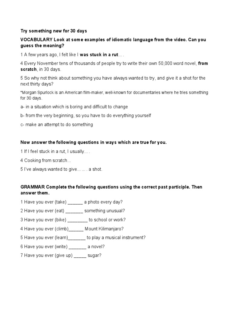 Try Something New For 30 Days | PDF