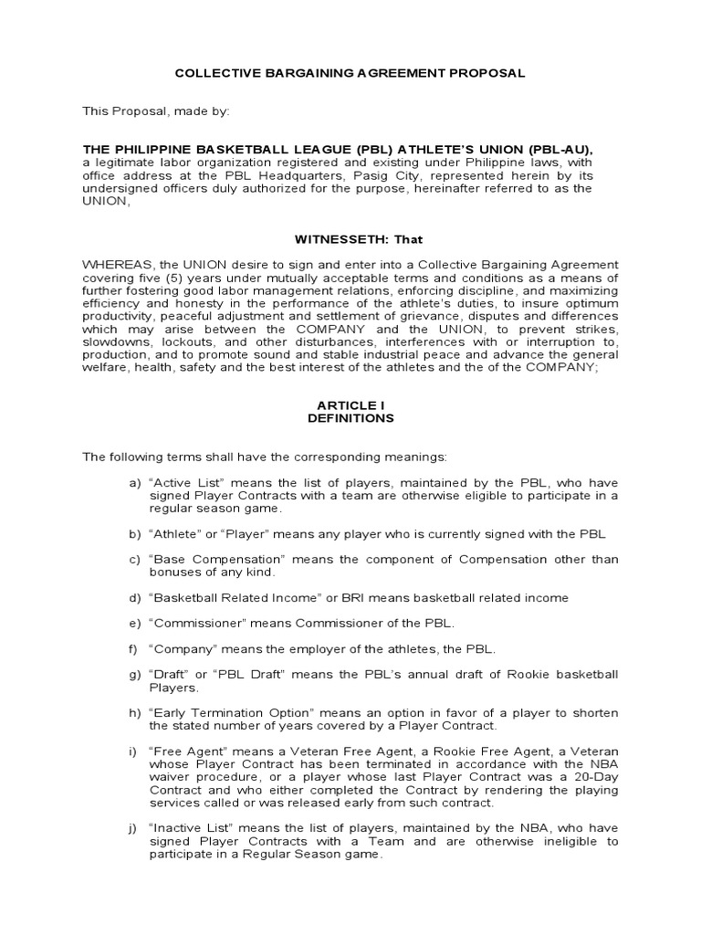 Collective Bargaining Agreement Proposal | Download Free PDF | Pension ...